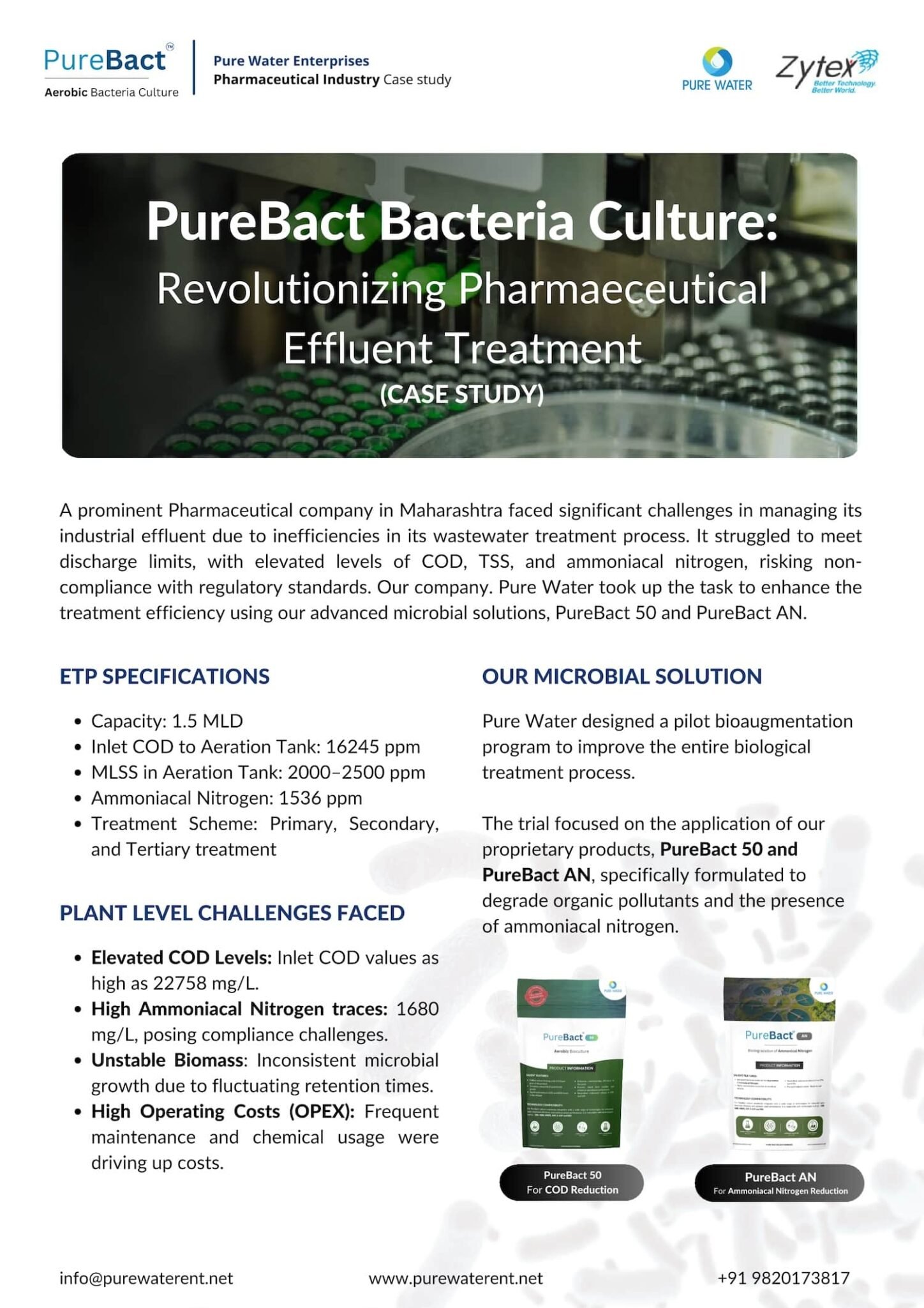 PureBact Sase Study – Pharma – Pure Water